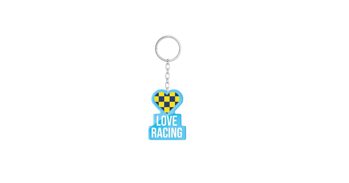 Gift at Races. Love Racing Keychain - Vertical